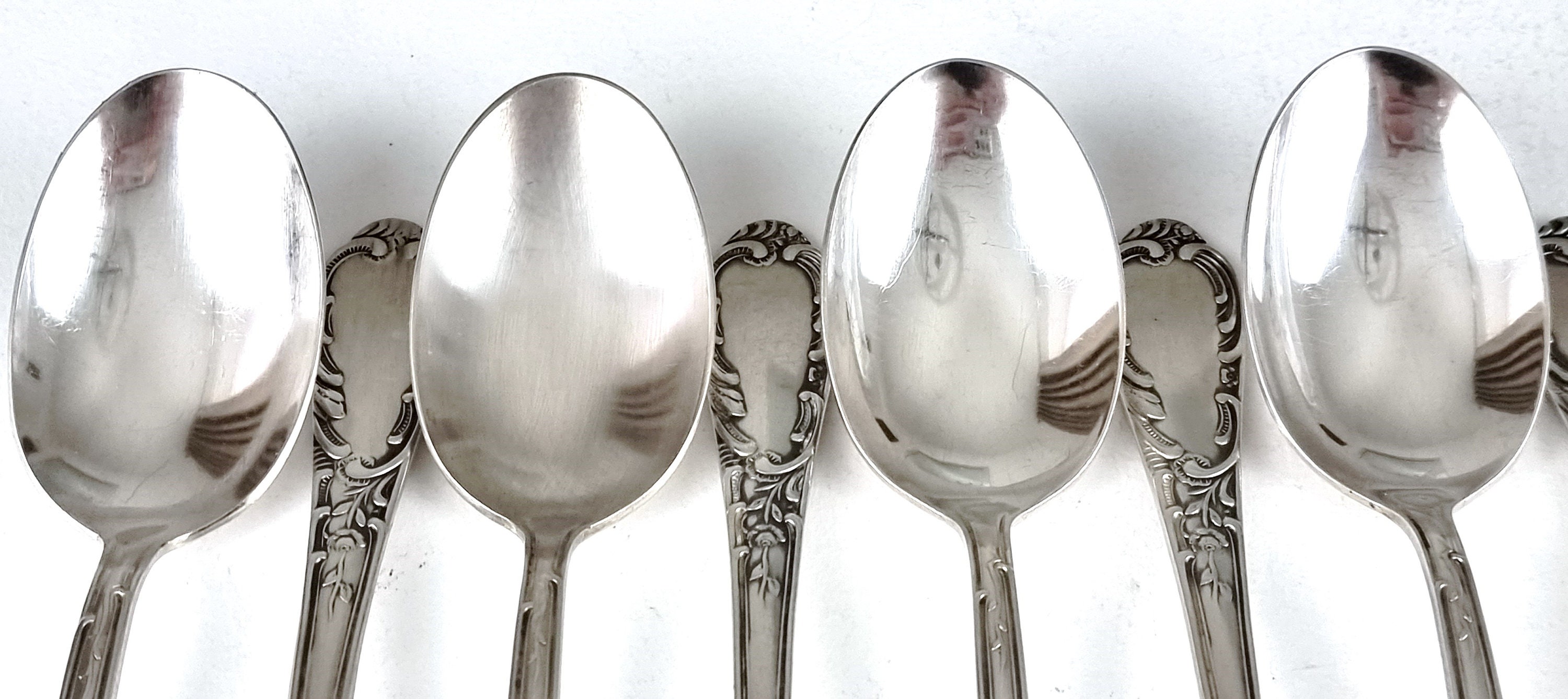 Vintage German Flatware, Set of Eight Spoons, 7 3/4 Inches, Floral ...