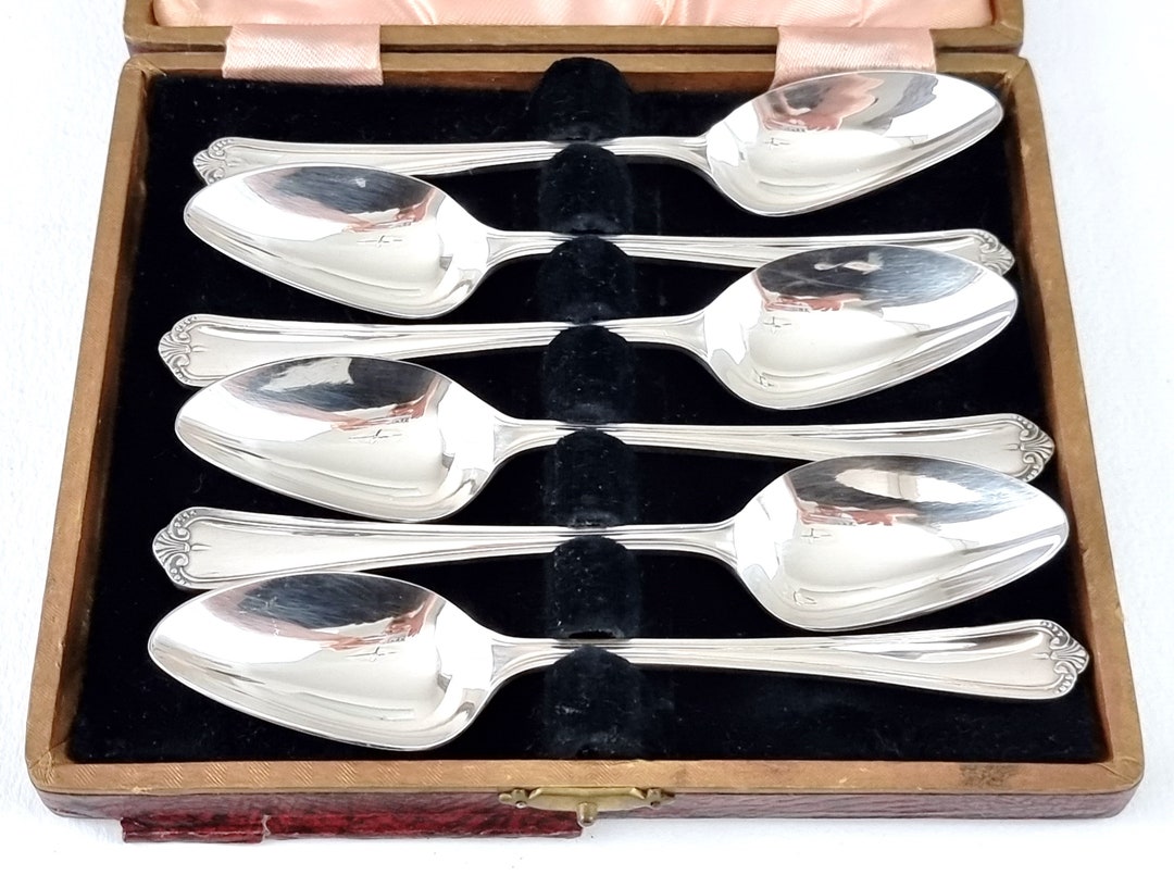 Cased Set of Spoons, Set of Six, Grapefruit Spoons, Silver Plate ...
