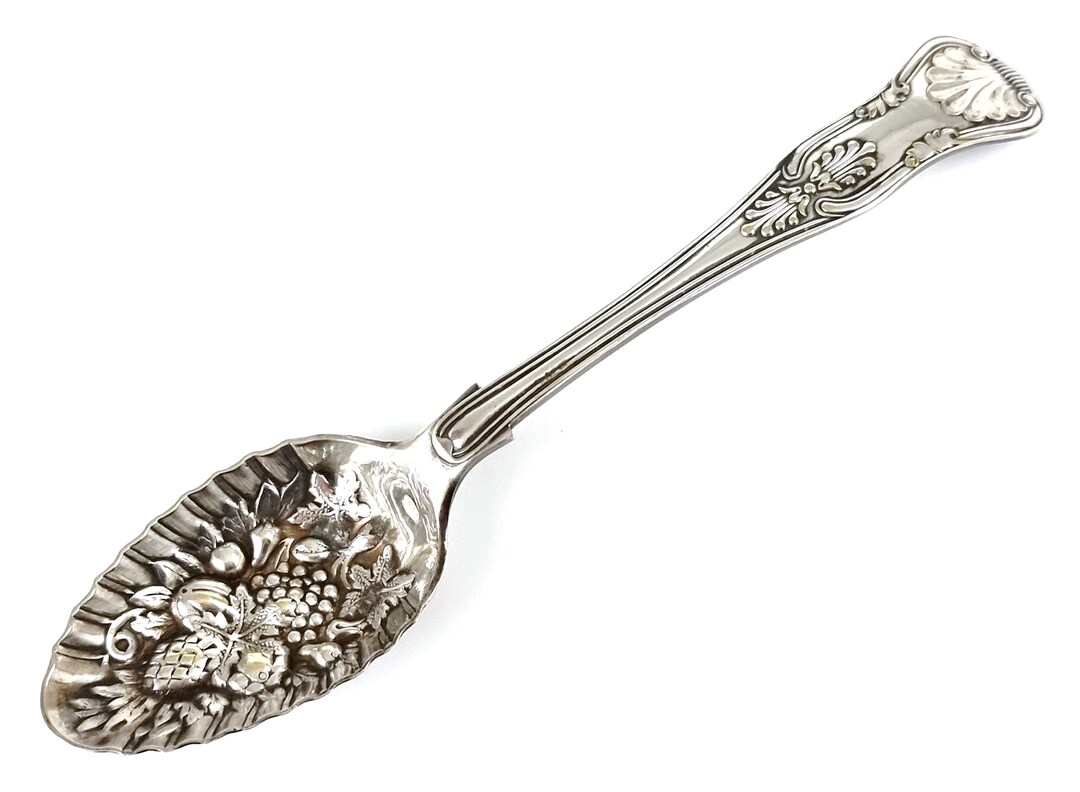 Decorative Spoon, Antique Berry Spoon, Small Fruits, Silver Plate ...