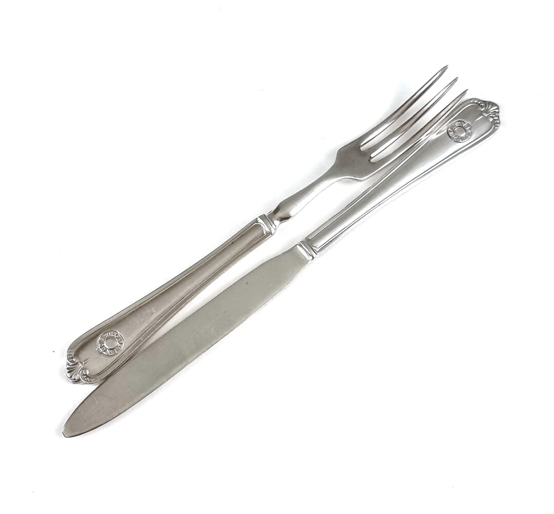 SMALL Fruit Duo, Knife and Fork, Silver Plate, Nautical Flatware ...