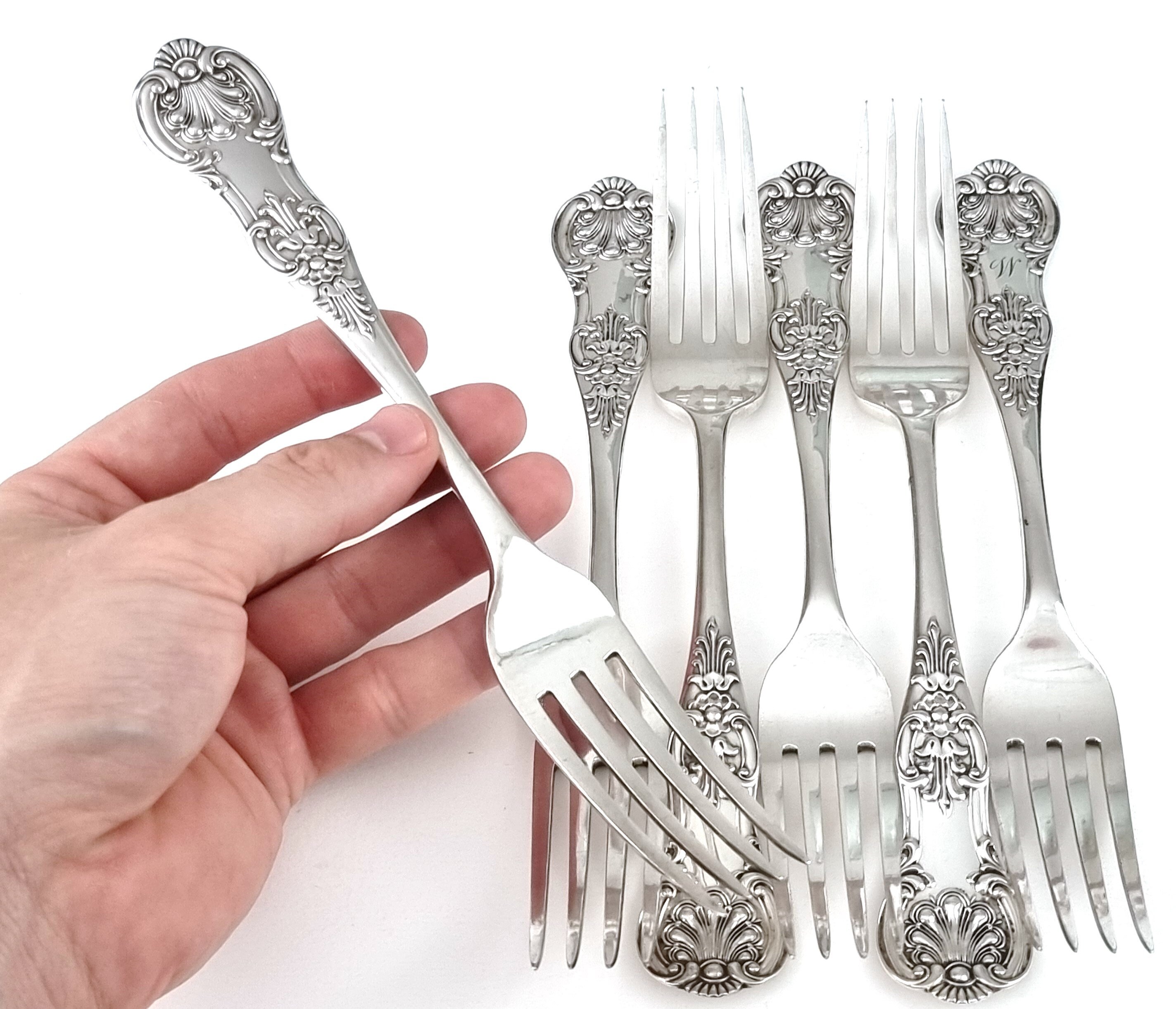 Antique Fork Set, Table Forks, Silver Plate, Queens Pattern, Set of Six ...