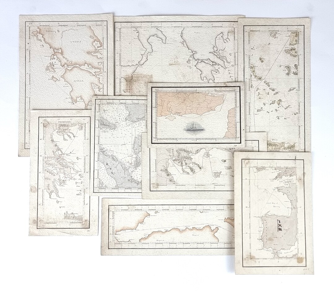 Job Lot, SMALL Antique Maps, Old Sea Charts, Nautical Routes, Ship ...