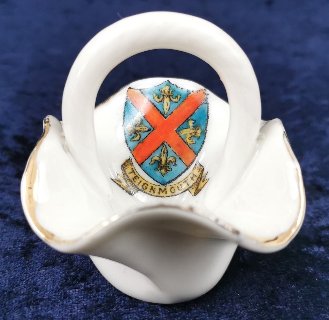 Antique Crested Ware, Crested China, Miniature Handled Basket, Salt ...
