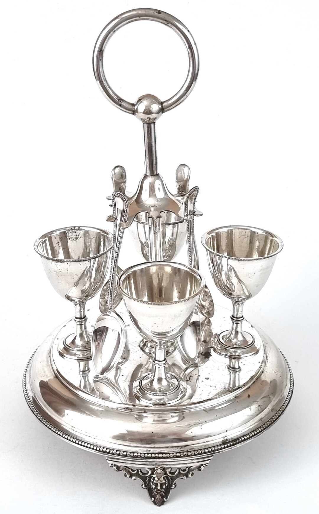 Distressed Look, Worn Silver Plate, Antique Tableware, Egg Cruet Set ...