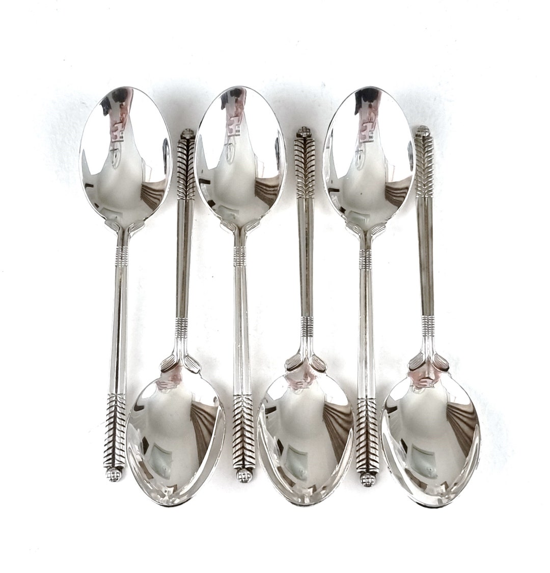 Set of SMALL Spoons, Six Coffee Spoons, Silver Plate, Golf Theme, Golf ...