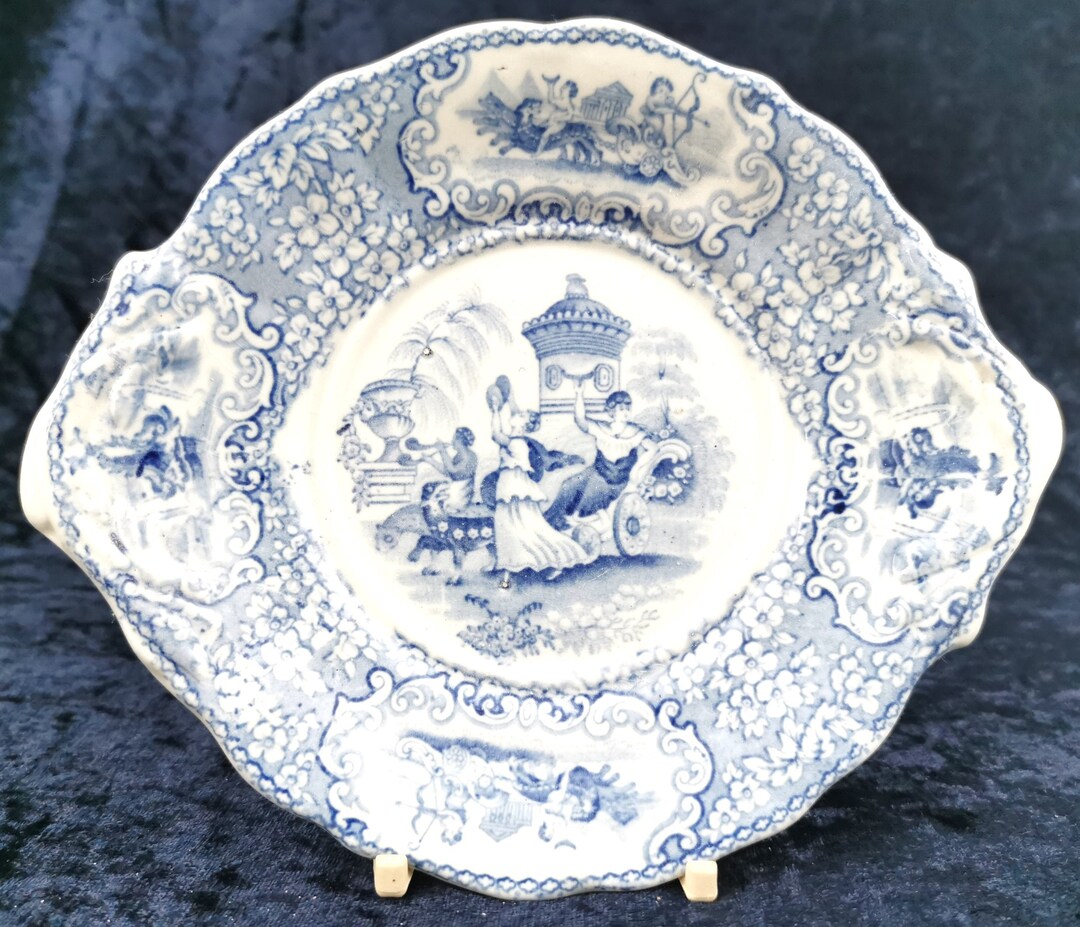 Unique Small Antique Stand, Tureen Stand, Blue and White, Roman ...