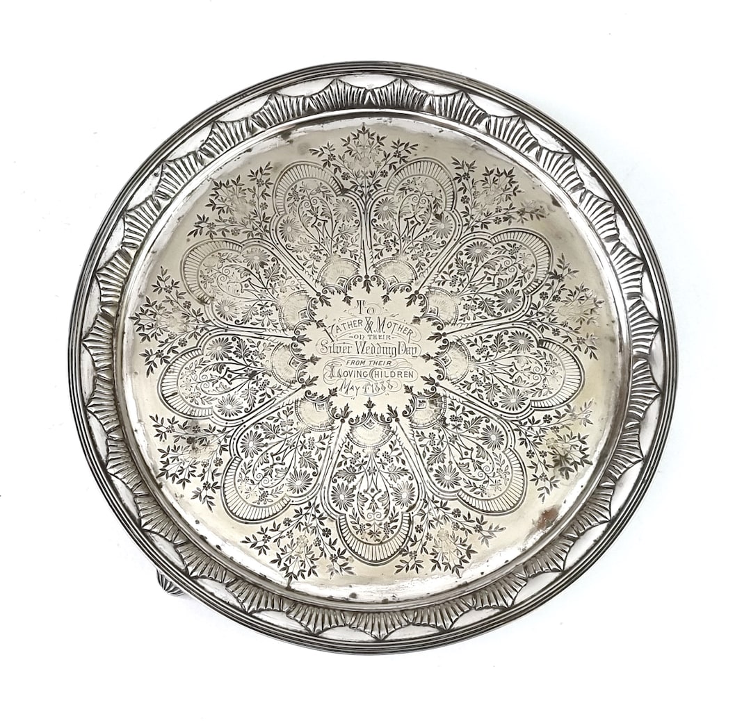 WORN Silver Plate, Presentation Tray, Floral Tableware, Victorian ...