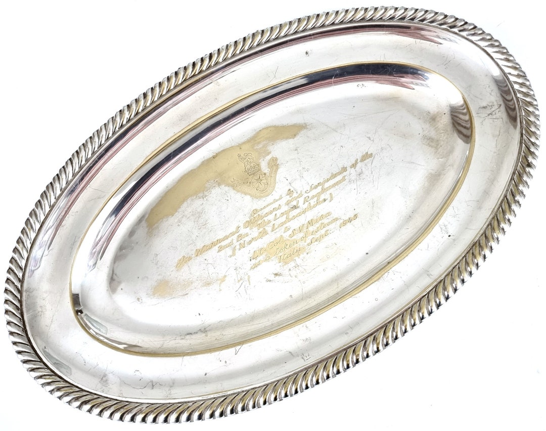 Worn Silver Plate, Large Oval Dish, Fish Server, Second World War, 2nd ...