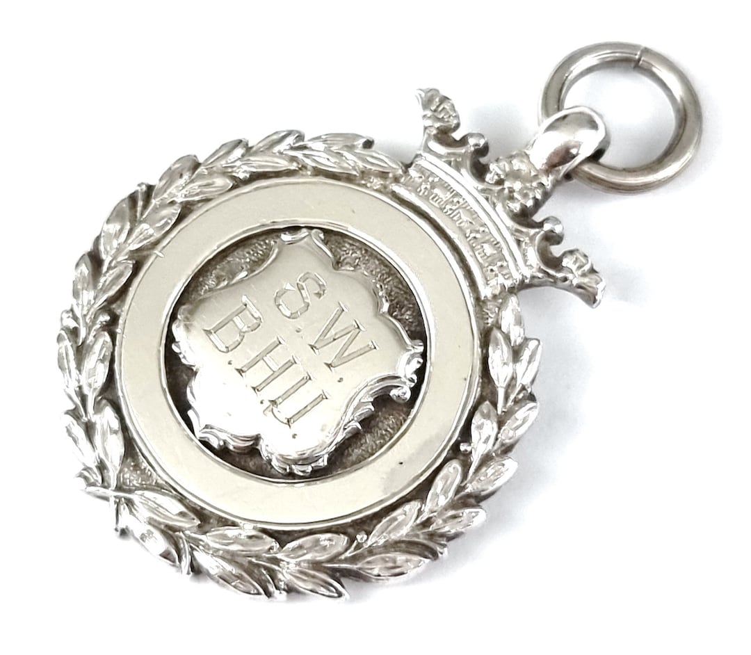 Beautiful Antique Medal, Silver Fob Medal, Wreath Edge, Crown Top ...