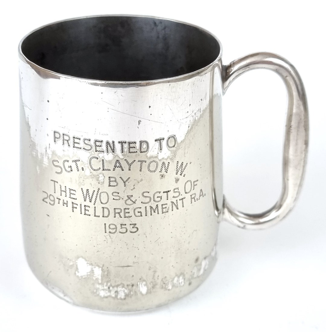 Very Distressed, Worn Silver Plate, Vintage Tankard, Military ...
