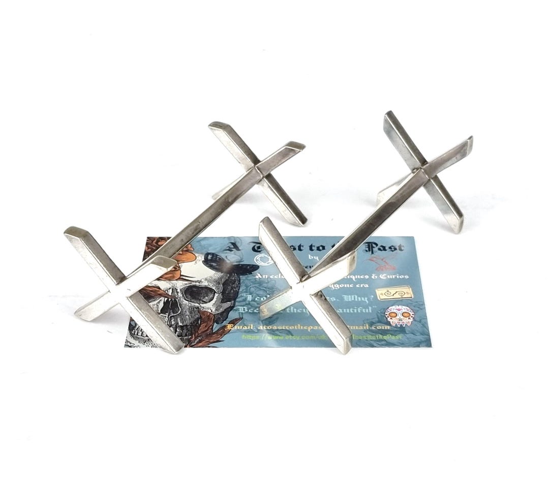 Traditional Flatware, Pair of Cutlery Rests, WORN Silver Plate, X ...