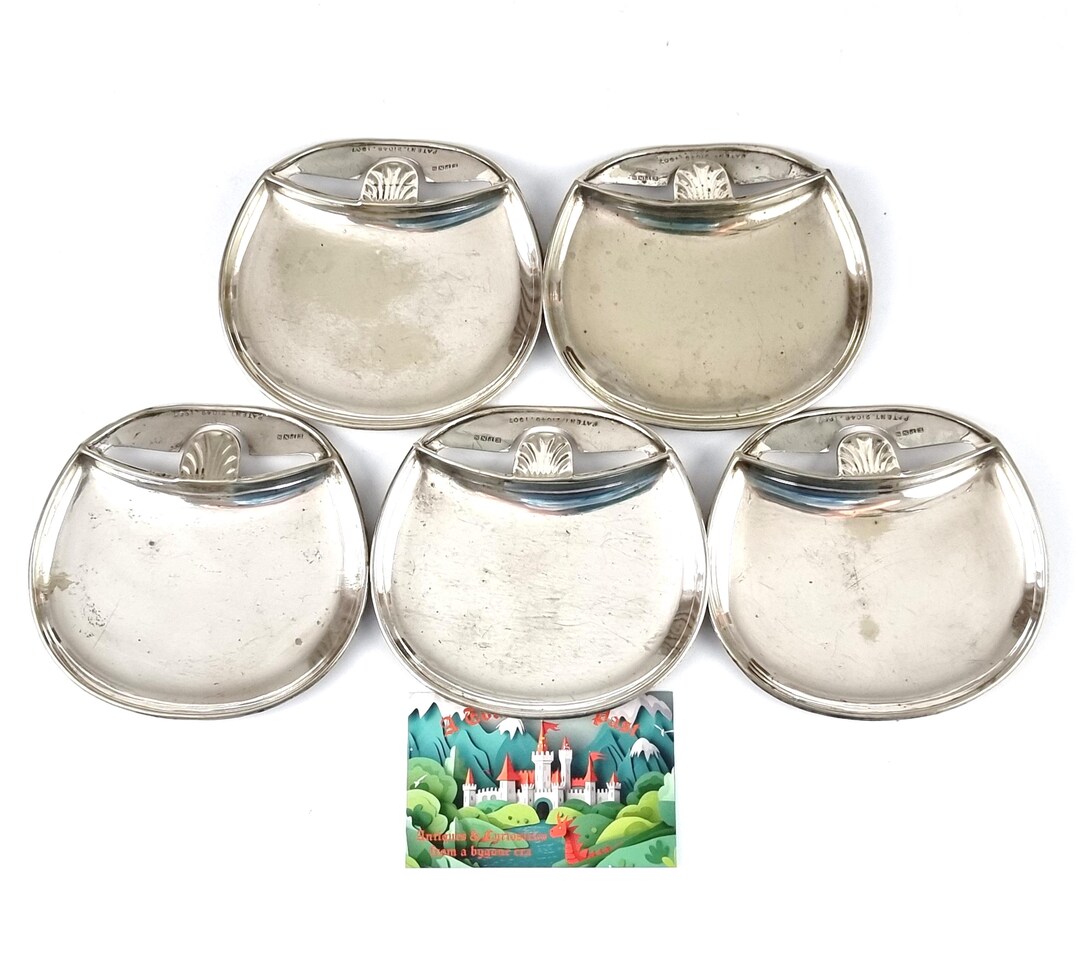 WORN Silver Plate, Set of Five, Plate Clips, Unusual Tableware, Sauce ...