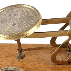 Vintage Postal Scales, Parcel Scales, 16 Ounces, Brass and Wood, Wooden ...