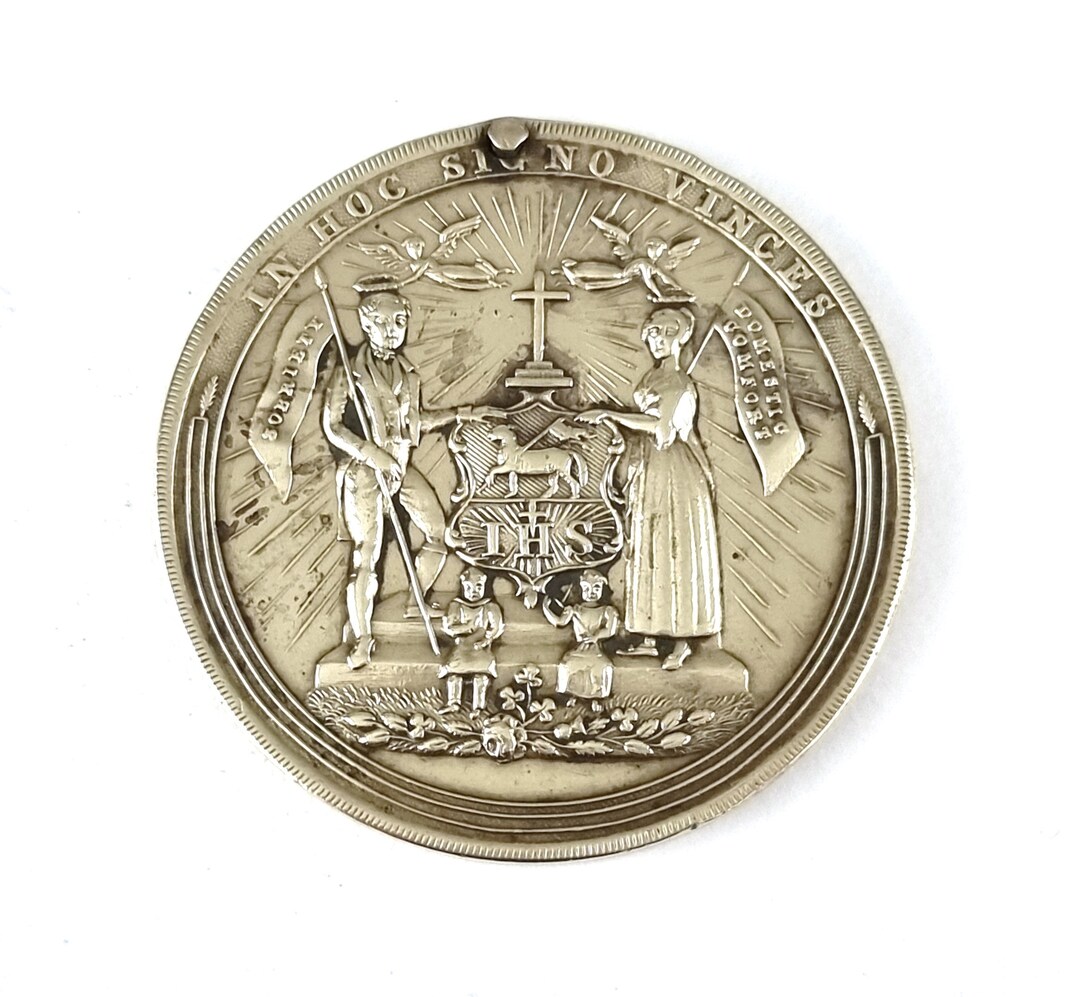 Antique Medal, Abstinence Pledge, Catholic Theme, Revt Mathew, Brass ...