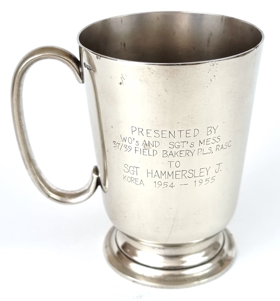 WORN Silver Plate, Vintage Pint Tankard, Military Presentation, 37/39 ...