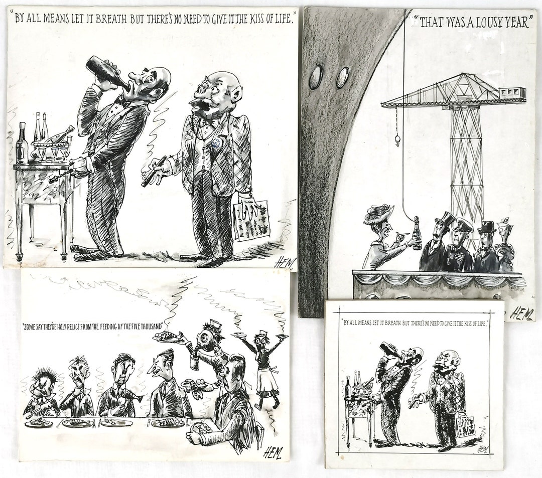 FREE POST - Vintage Cartoon Drawings, Satirical Drawings, Pen and Ink ...