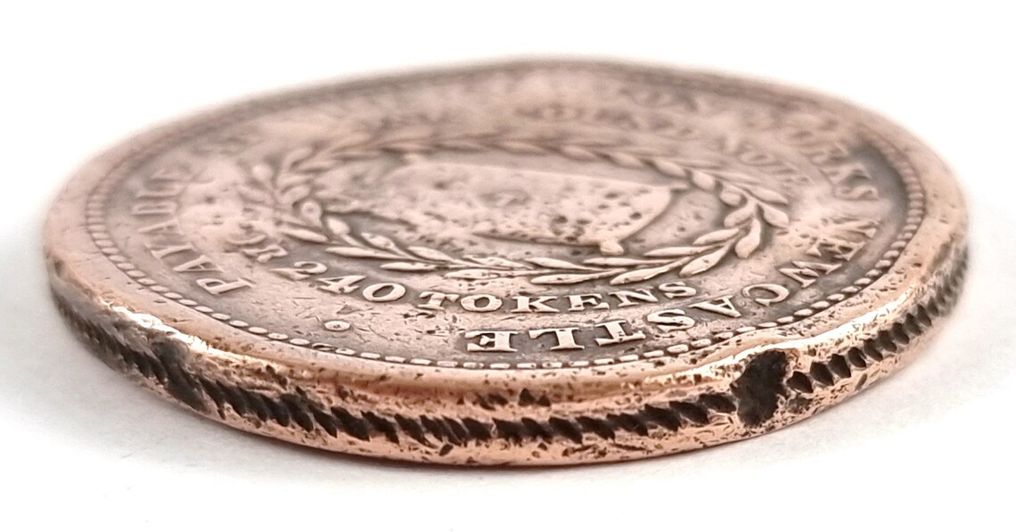Unusual Antique Token, Cotton Works Newcastle, One Penny Token, 240 ...