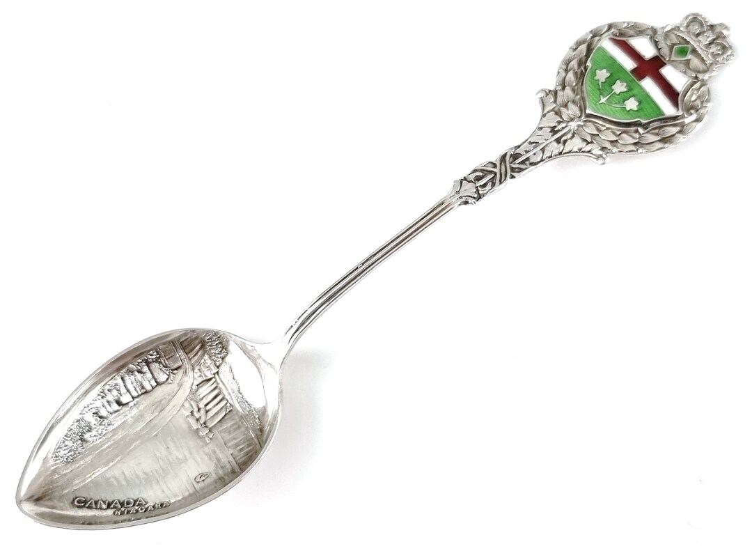 Sterling Souvenir Spoon, Canadian Theme, Niagara Falls, Crested Top ...