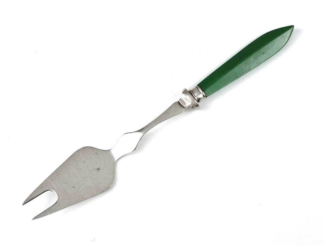 Unusual Flatware, Silver Plate, Green Handle, Serving Utensil, Cheese ...