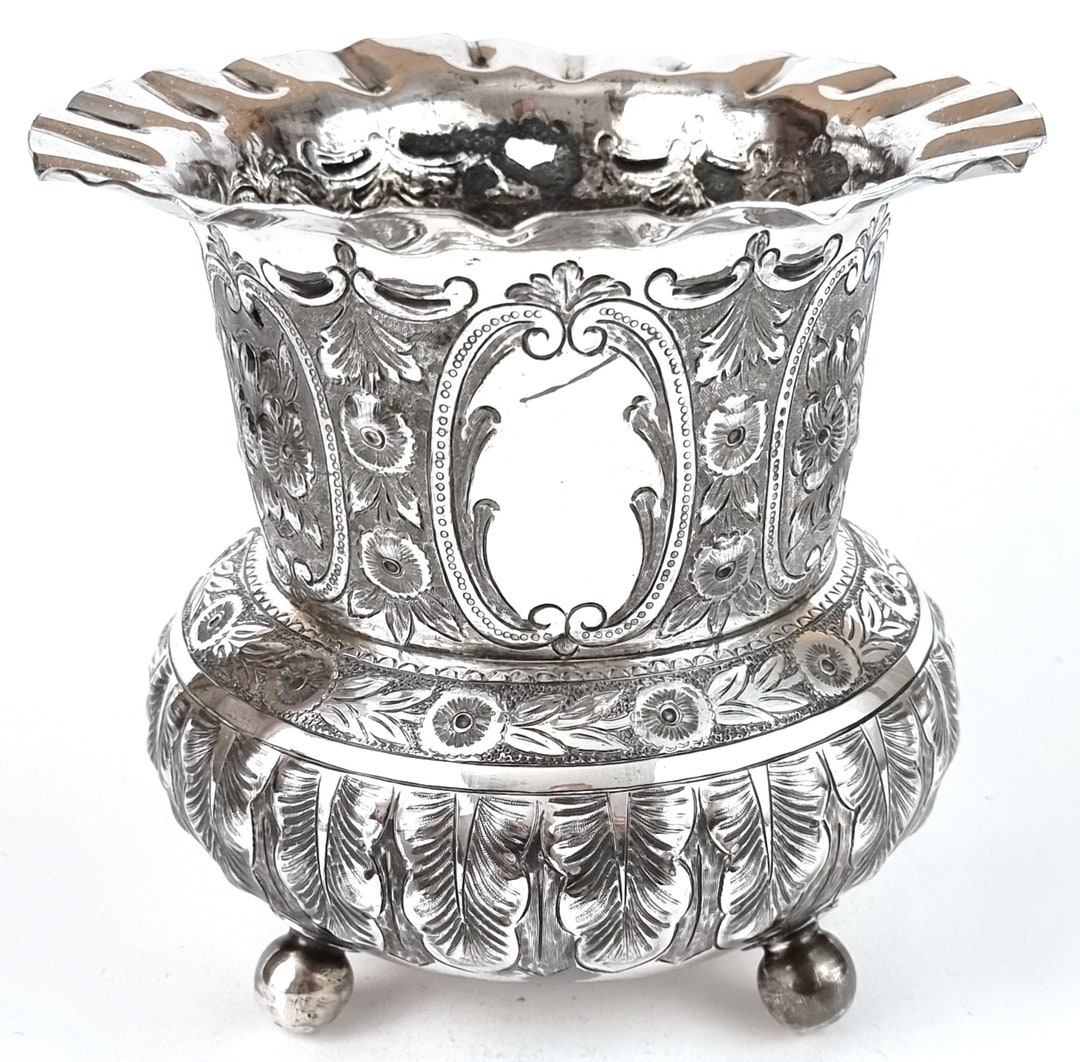 Corroded HOLES, Antique Planter, 7 1/4 Inches High, Silver Plate ...