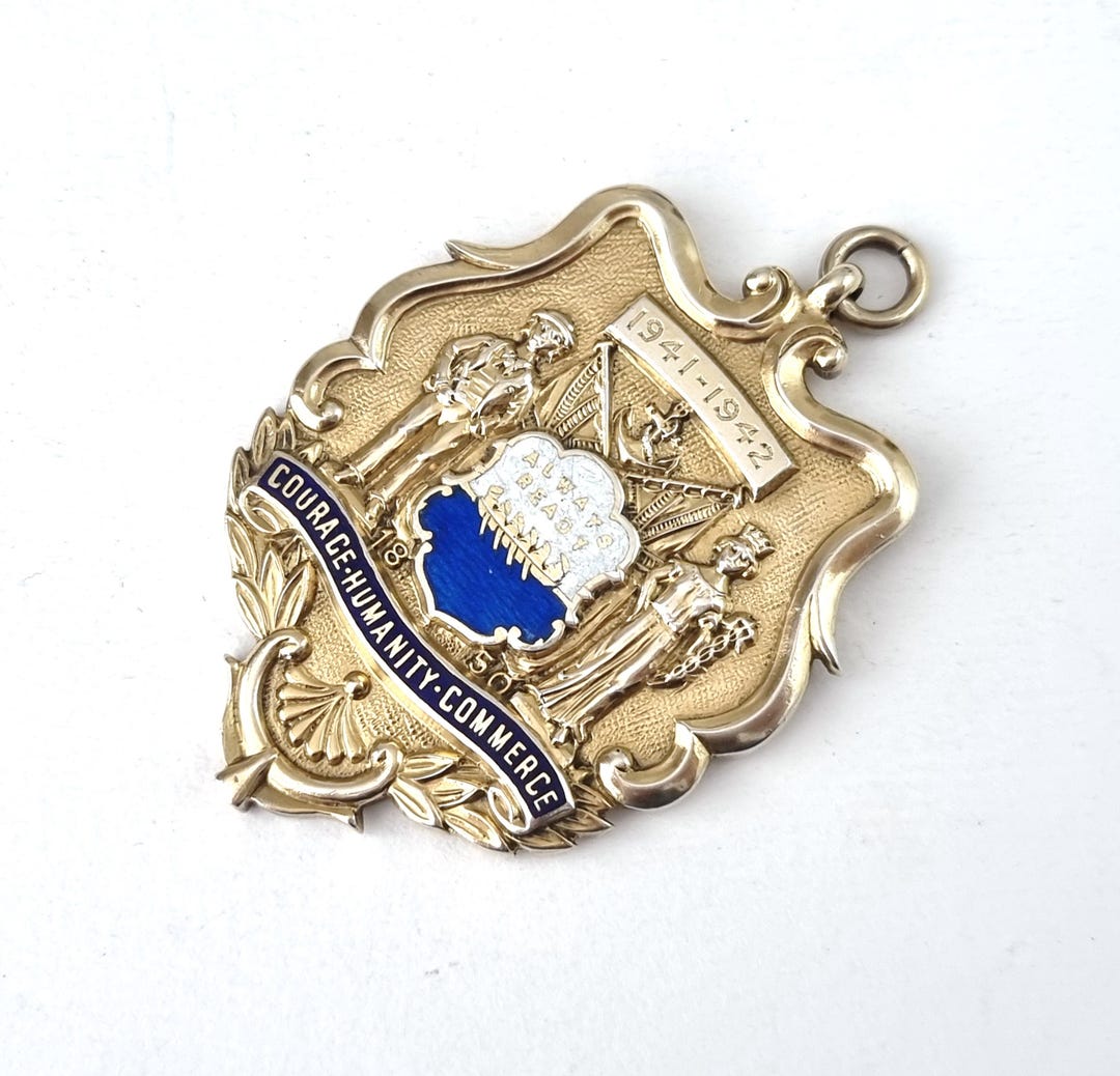 Large Silver Fob Medal, Silver Gilt, South Shields Crest, 60mm Drop ...