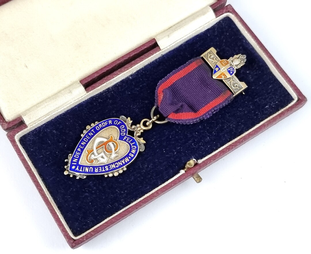Cased Silver Medal, Order of Oddfellows, Manchester Unity, Art Deco ...