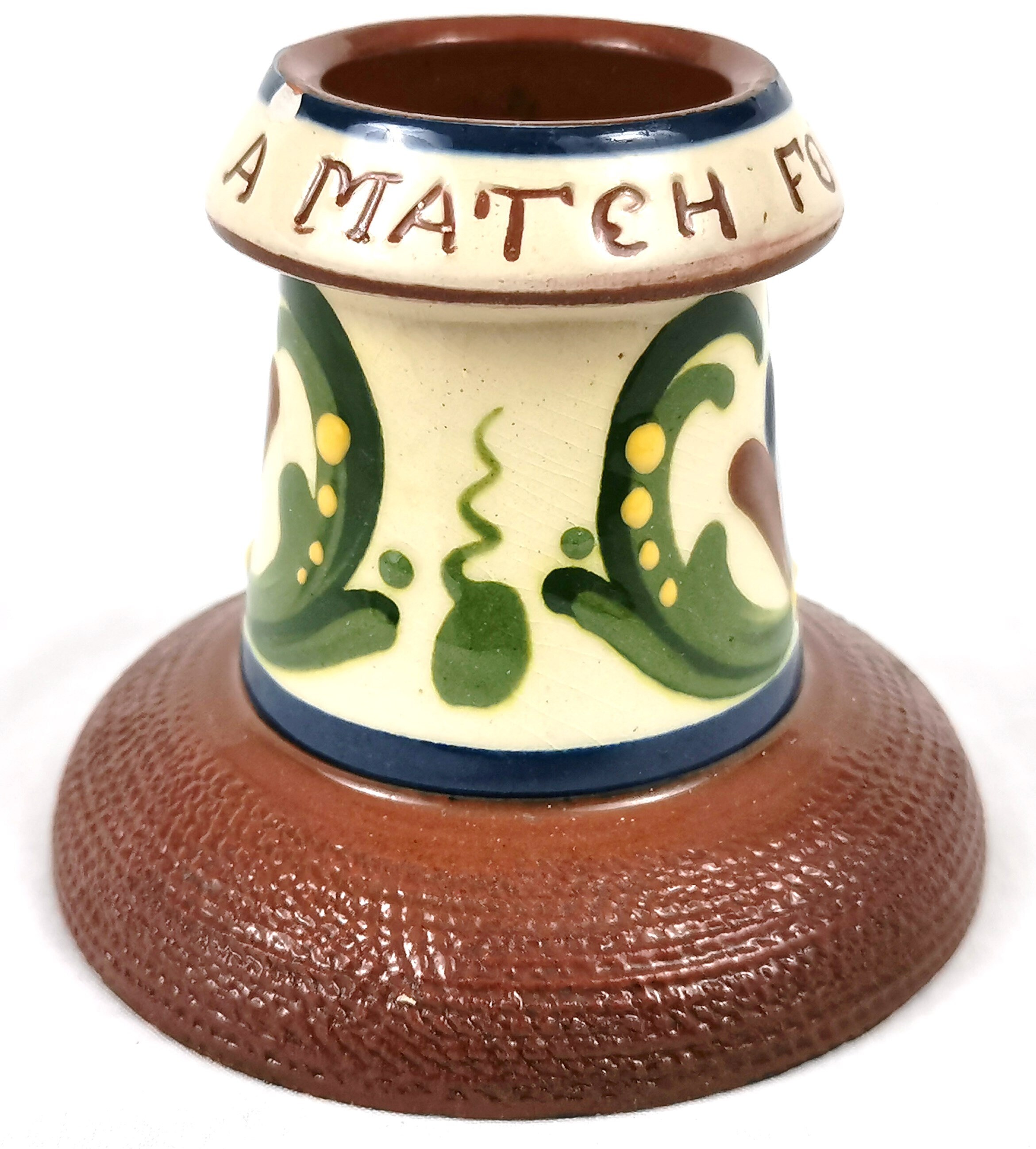 Unique Match Striker, Table Vesta, Match Holder, Slipware, Torquay Ware ...