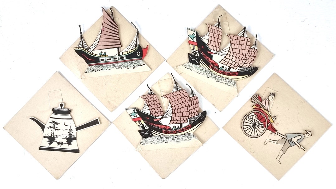 Small Paper Craft, Vintage Place Settings, Name Settings, Set of Five ...