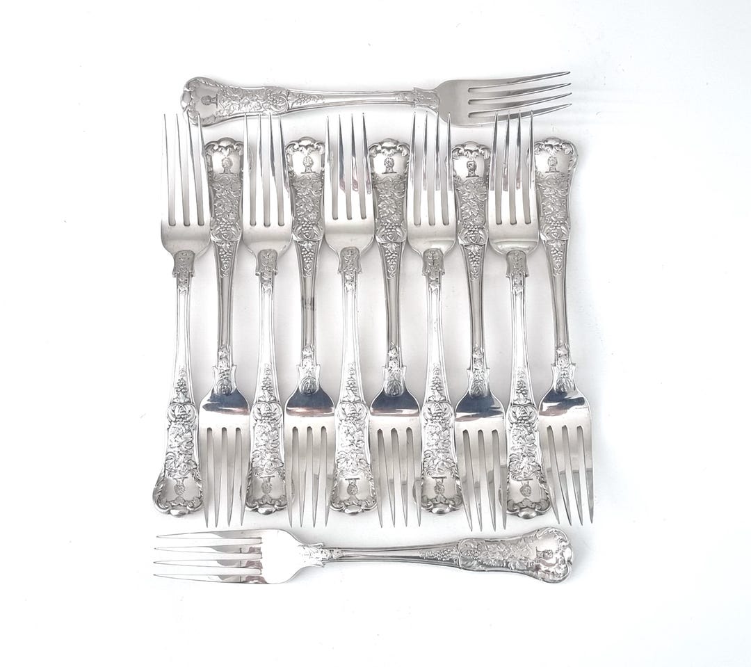 Crested Flatware, Set of Twelve, Table Forks, Silver Plate, Wheatsheaf ...