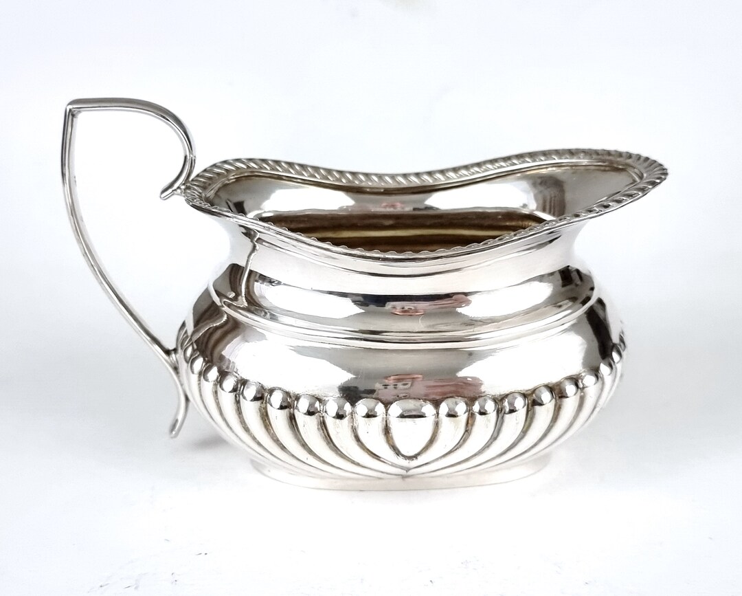 Vintage Creamer, Milk Jug, Silver Plate, Half Ribbed, Georgian Style ...