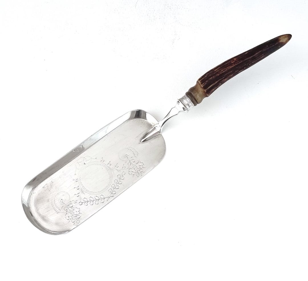 Antique Crumb Scoop, Silver Plate, Antler Handle, Crumb Tray, Table ...