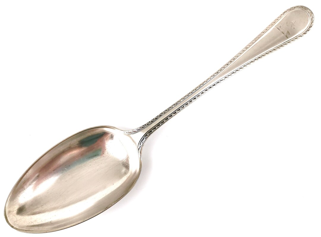 Historical Antique Serving Spoon, Table Spoon, Silver Plate, Feathered ...