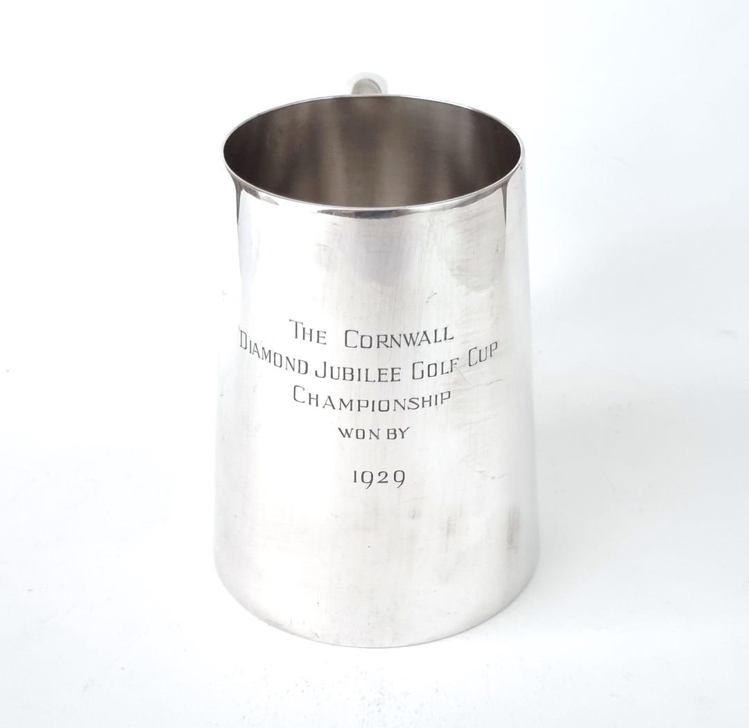 Vintage Prize Tankard, Silver Plate, Pint Tankard, Art Deco, Cornwall ...