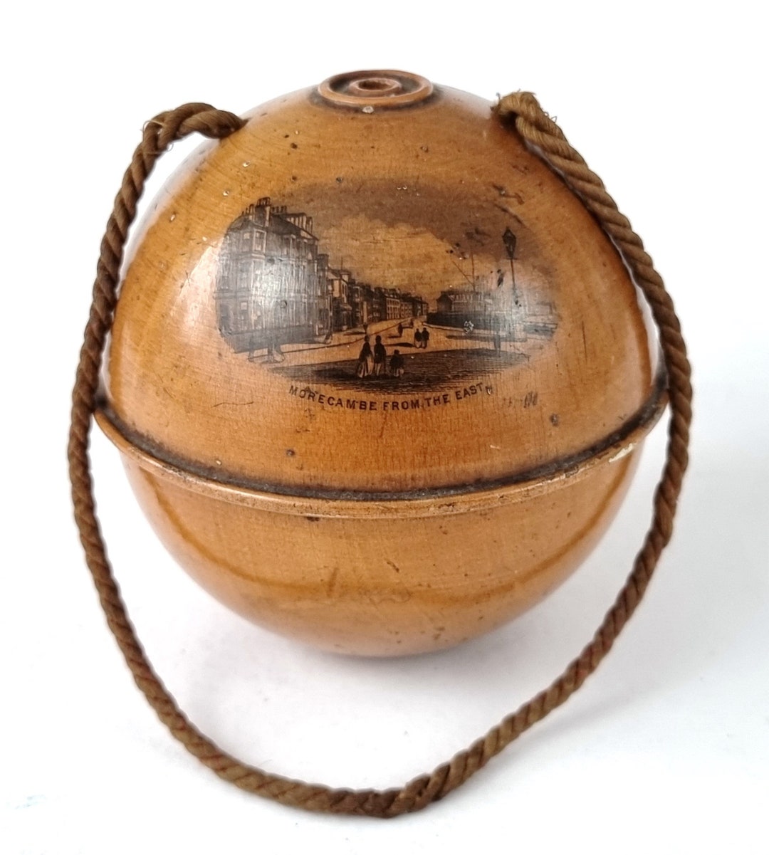 Antique Mauchline Ware, String Box, String Holder, Ball Shape ...