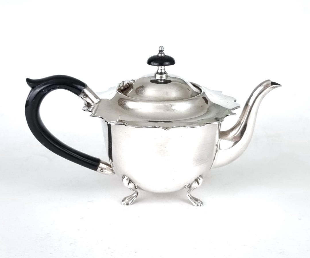 SMALL Vintage Teapot, Bachelor Size, Silver Plate, Footed Teapot ...