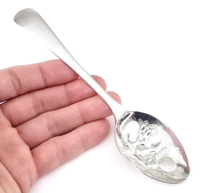 Vintage Berry Spoon, Small Serving Spoon, Silver Plate, Raised Fruit ...