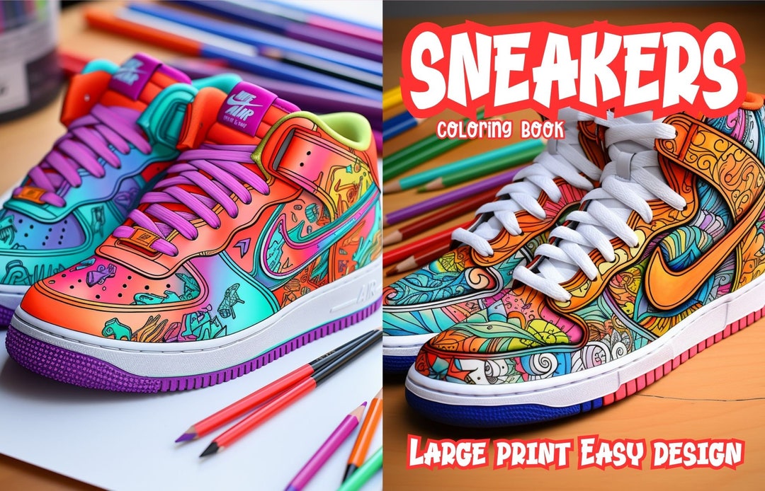 Sneakers Coloring Book Large Print Easy Design - Etsy
