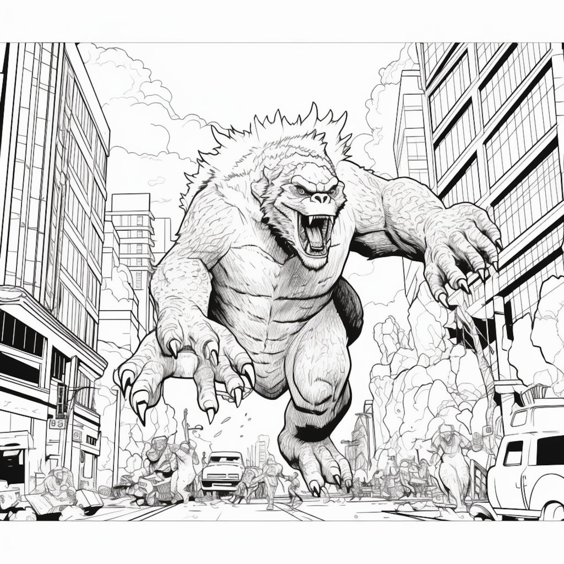 Godzilla Vs. King Kong Coloring Book for Adults and Kids. Hours of ...