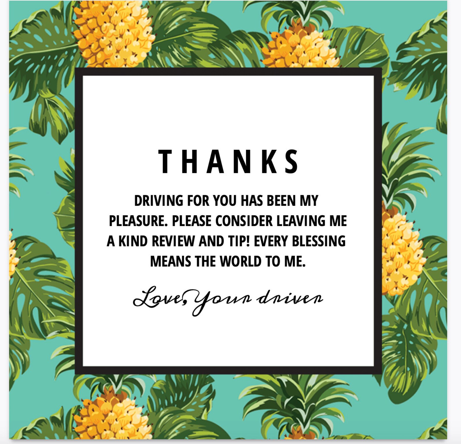 Delivery App Thank You Card for Reviews and Tips Gig Work Door Dash ...