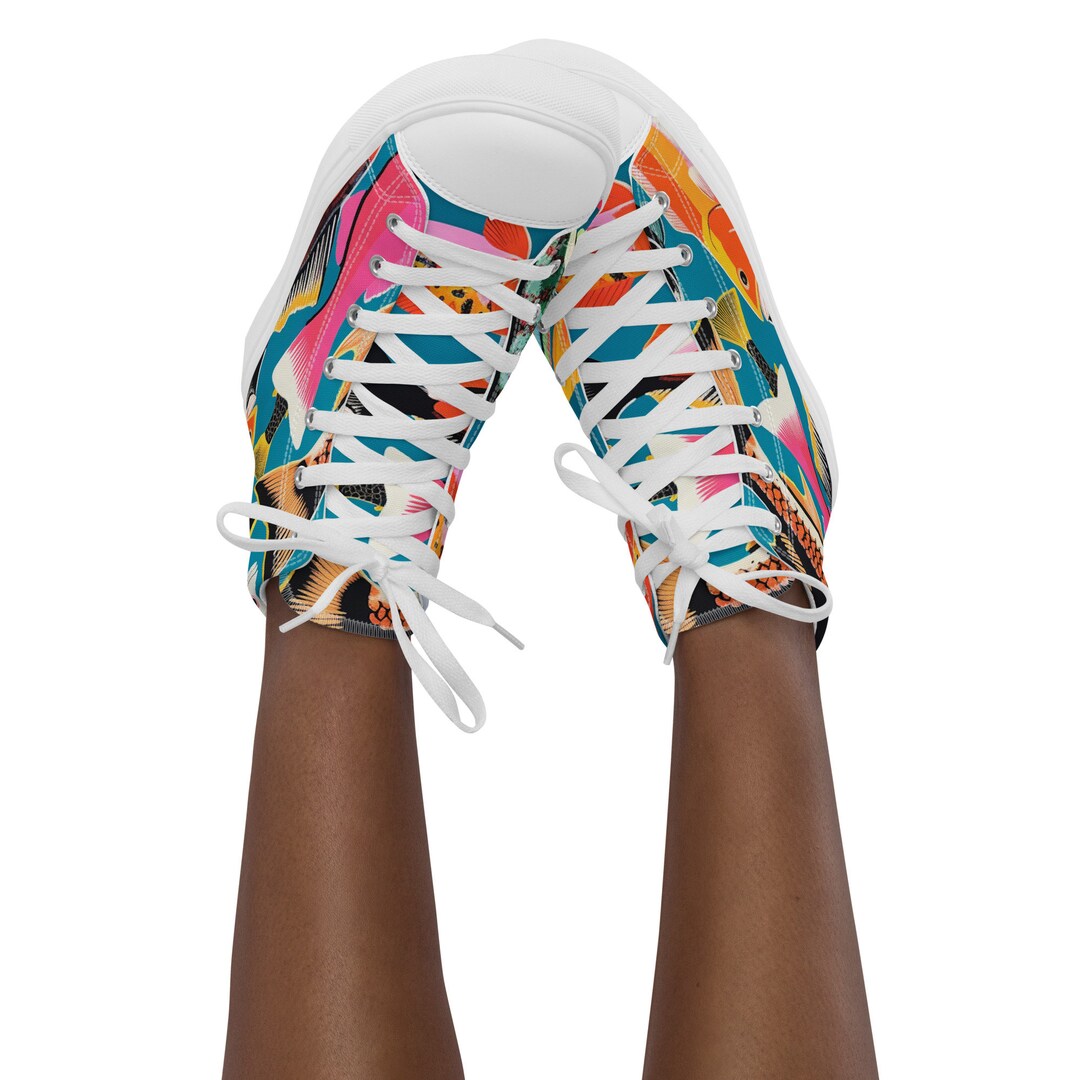Colorful Fish Women’s High Top Canvas Shoes Fish Shoes is Part of the ...