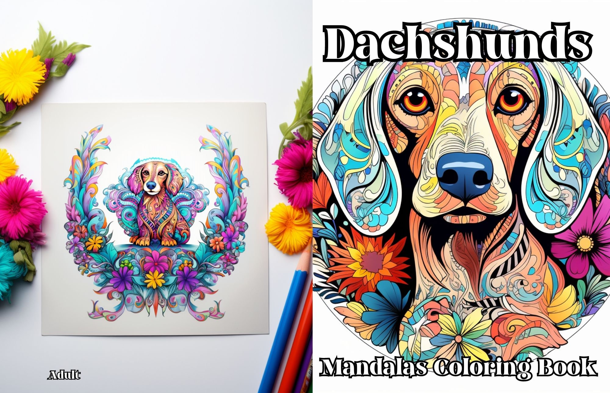 Amazing Adult Dachshund Mandala Coloring Book for All Doxie Lovers ...