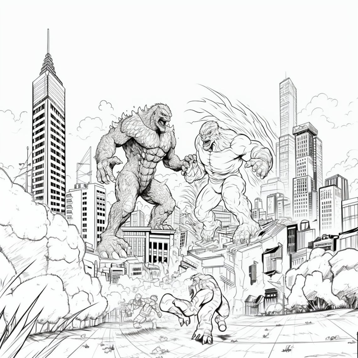 Godzilla Vs. King Kong Coloring Book for Adults and Kids. Hours of ...