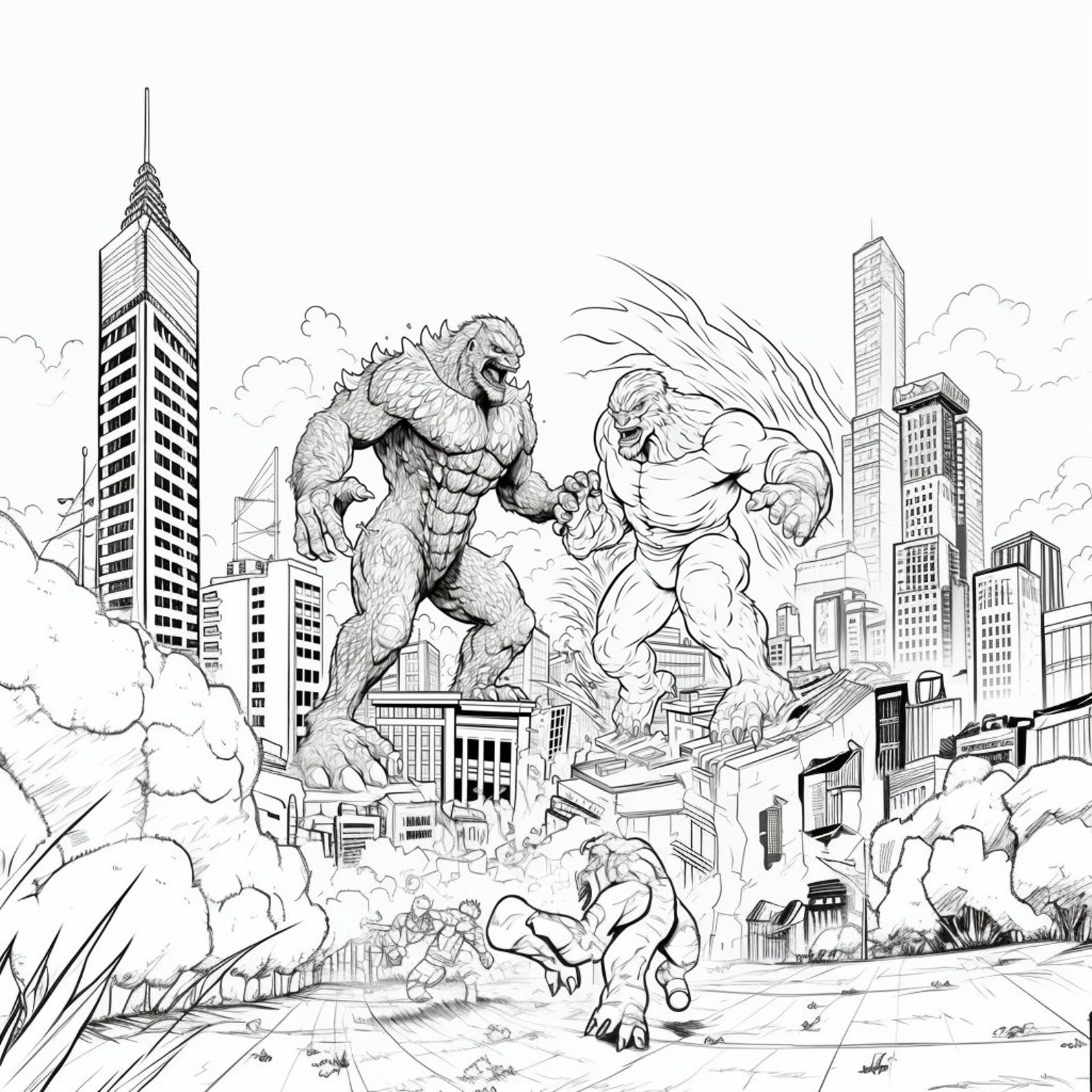 Godzilla Vs. King Kong Coloring Book for Adults and Kids. Hours of ...