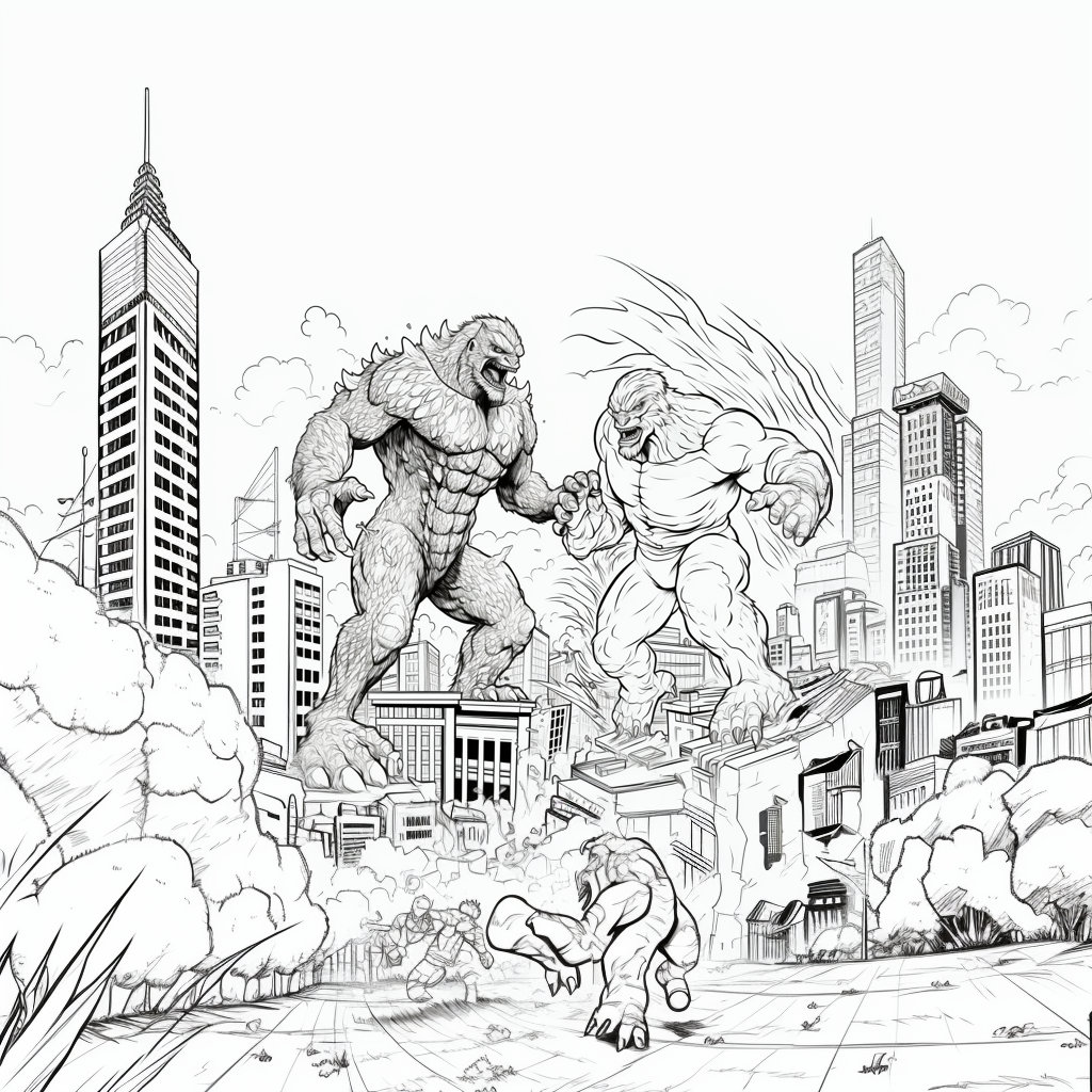 Godzilla Vs. King Kong Coloring Book for Adults and Kids. Hours of ...