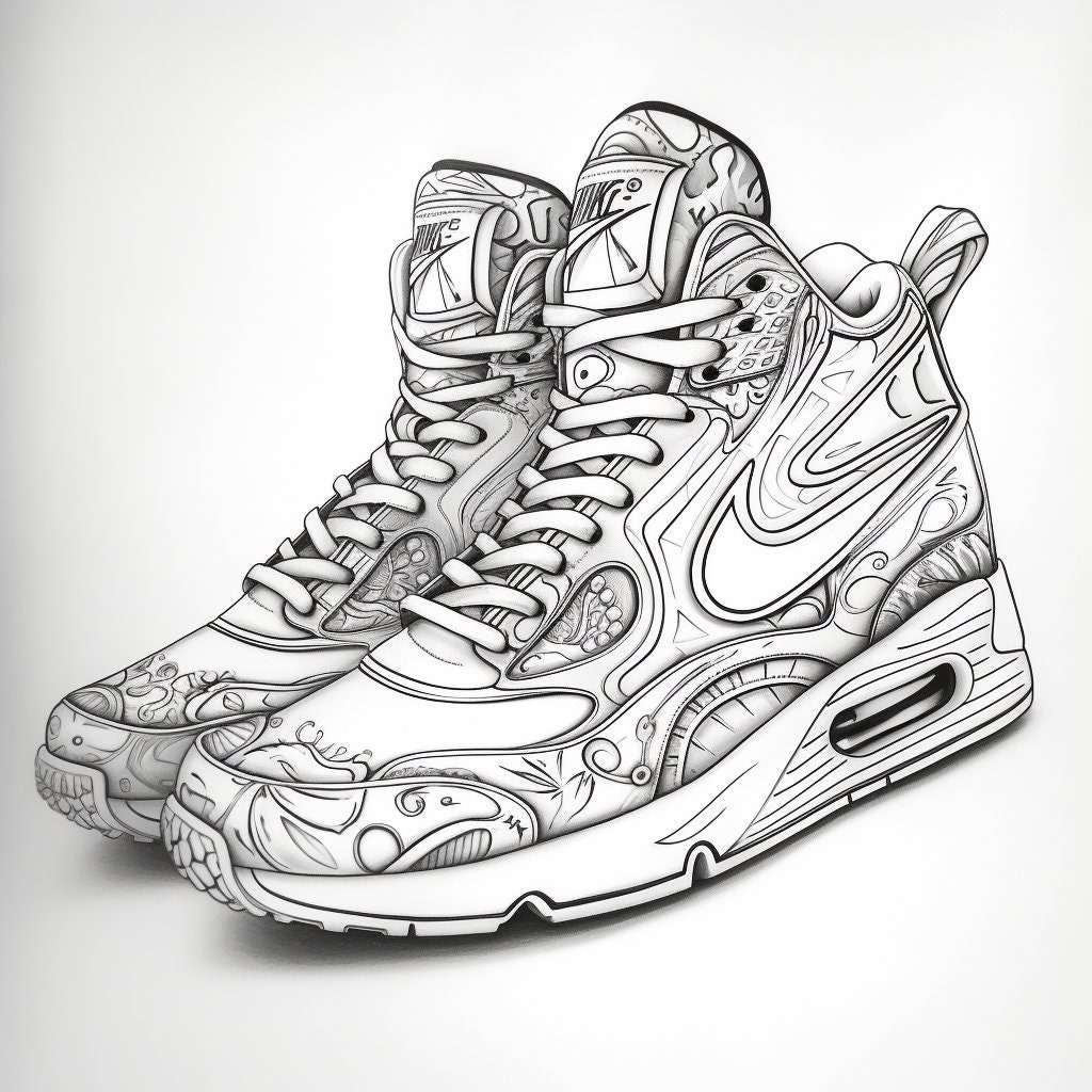 Sneakers Coloring Book Large Print Easy Design - Etsy