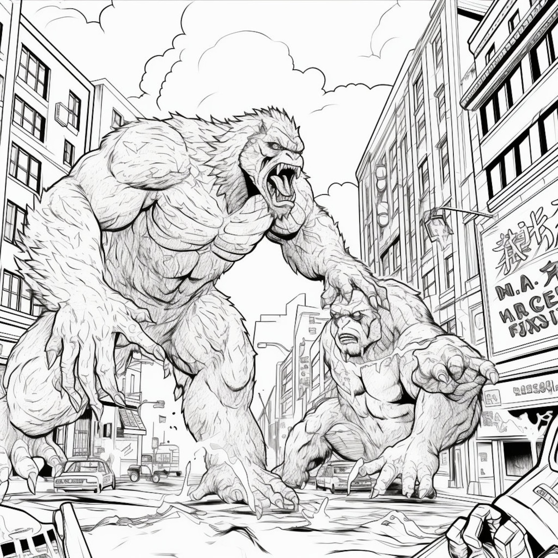 Godzilla Vs. King Kong Coloring Book for Adults and Kids. Hours of ...