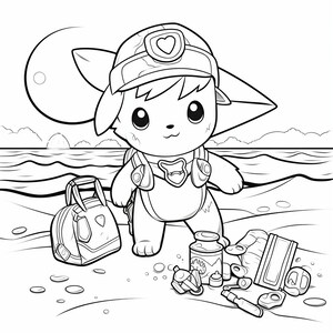 Pokeman Beach Coloring Book / Pages for Ages 4-12 Perfect Kids Vacation ...