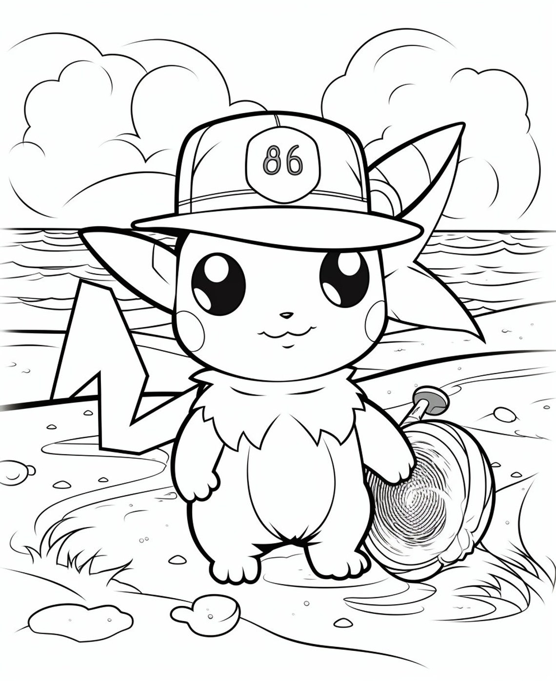 Pokeman Beach Coloring Book / Pages for Ages 4-12 Perfect Kids Vacation ...