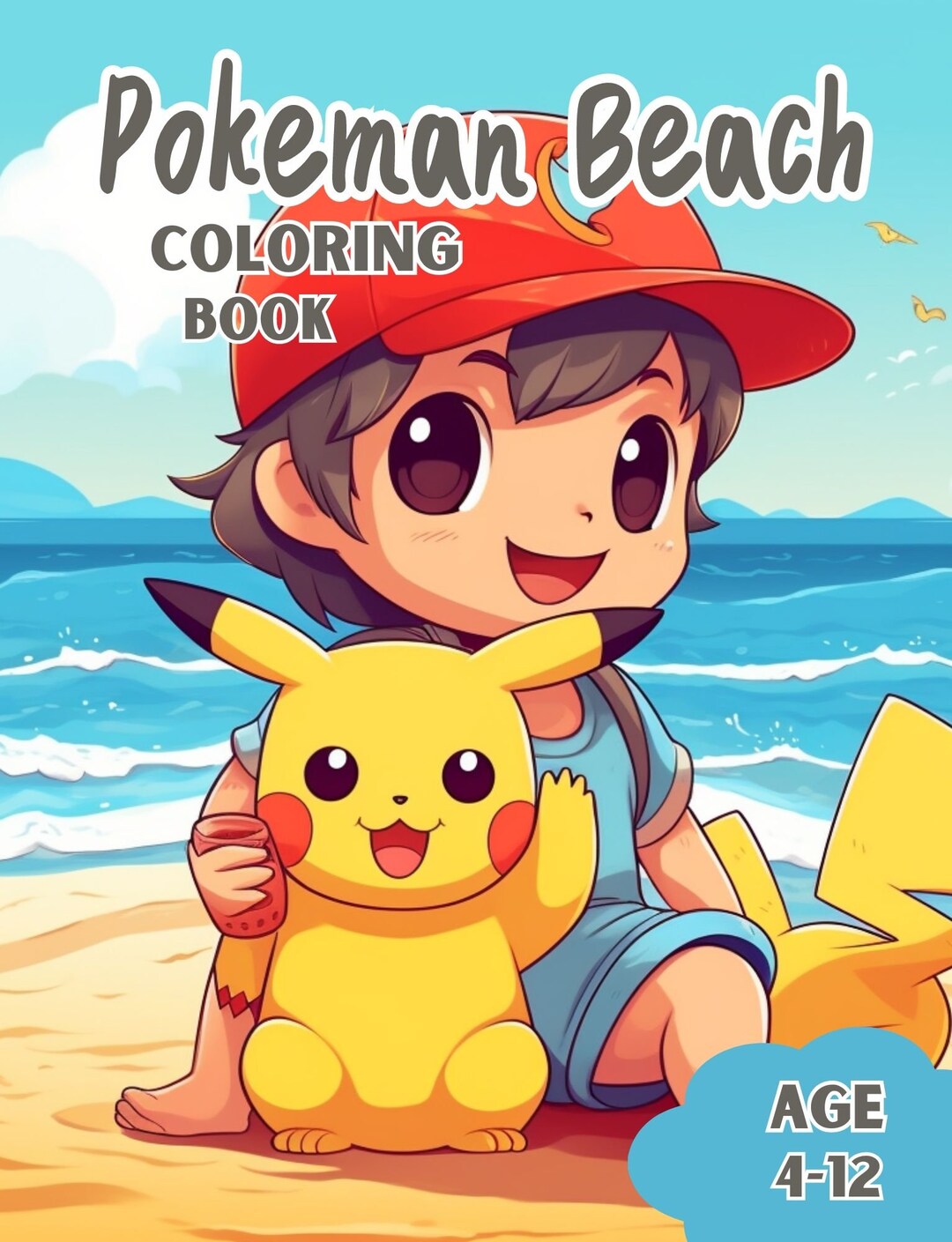 Pokeman Beach Coloring Book / Pages for Ages 4-12 Perfect Kids Vacation ...