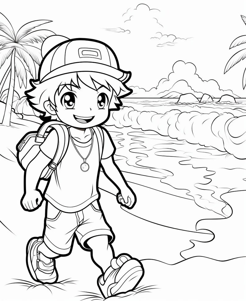 Pokeman Beach Coloring Book / Pages for Ages 4-12 Perfect Kids Vacation ...